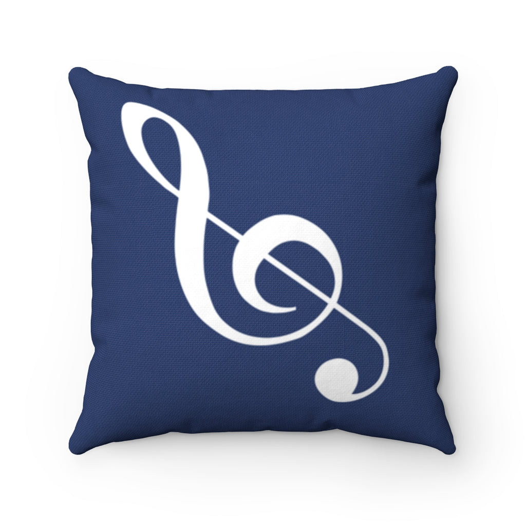 Navy Treble Clef Square Pillow - Diagonal White Silhouette – Suresong Music